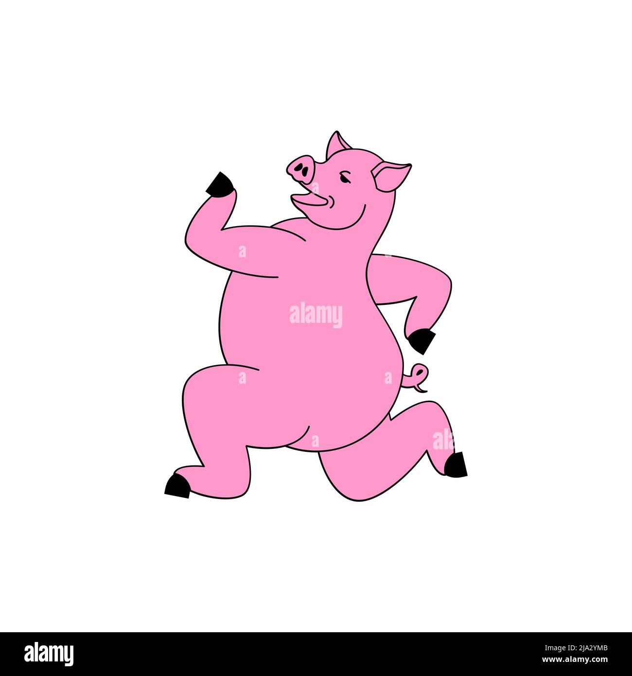Running pig isolated. swine run. Vector illustration Stock Vector Image ...