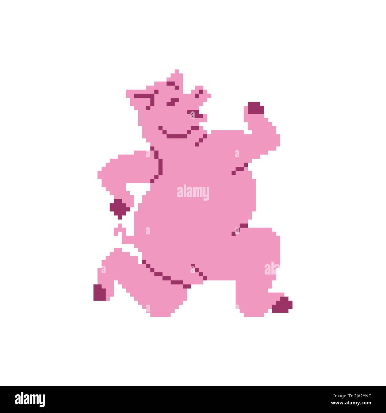 Running pig pixel art. 8 bit swine run. pixelated Vector illustration ...