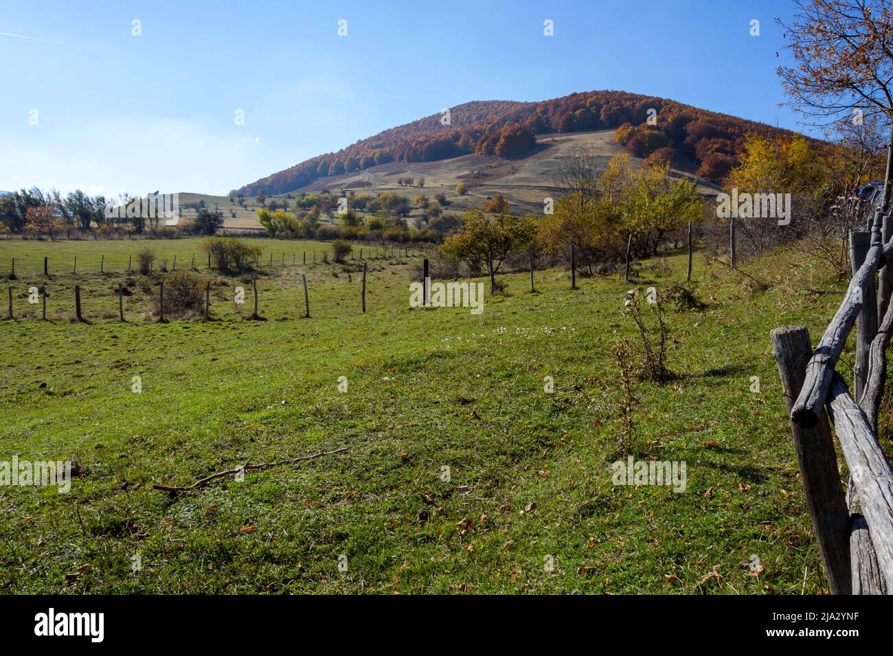 The beautiful mountains around Nymfaio village, North Greece Stock ...