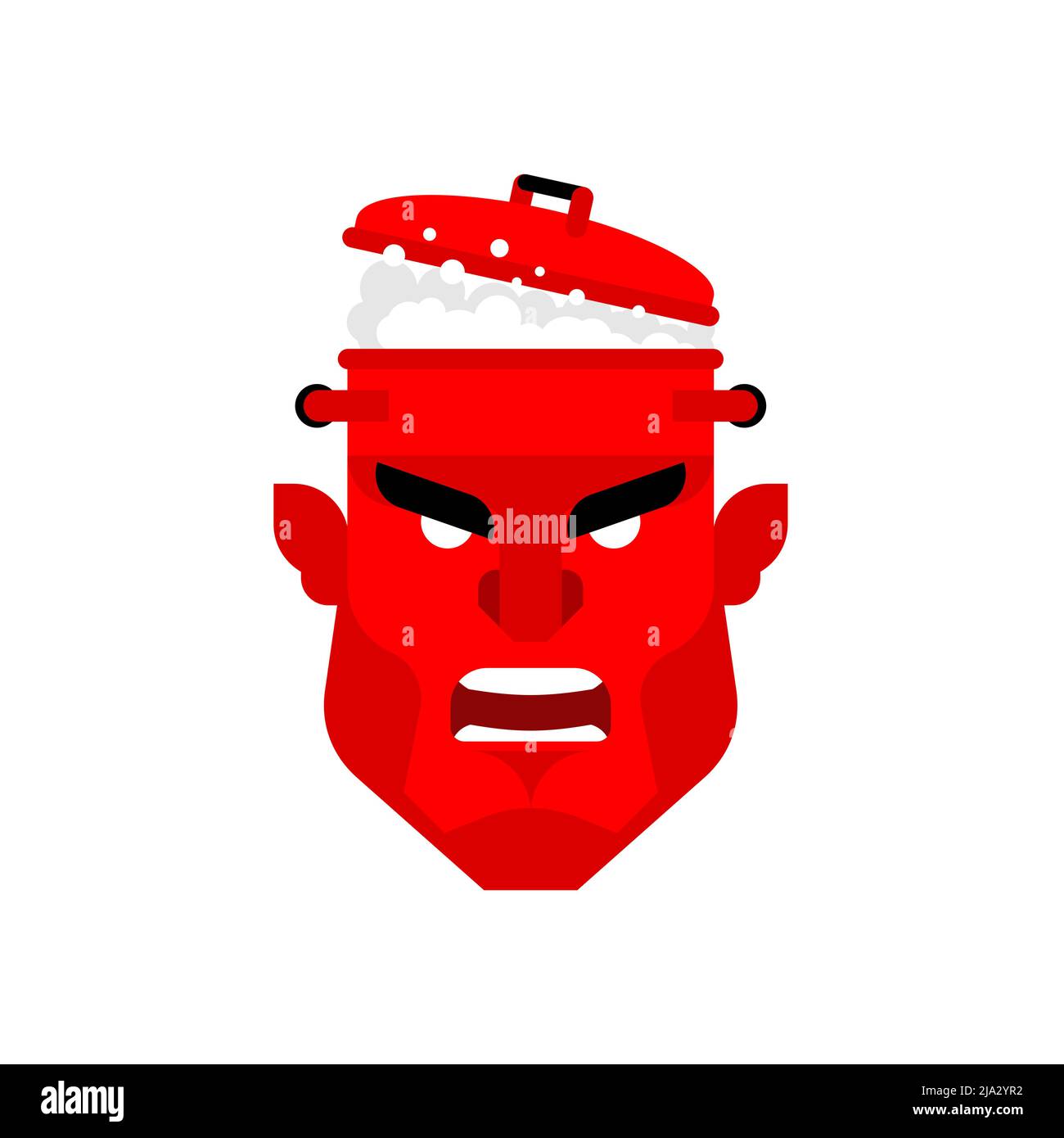Anger head Boiling pot isolated. Rage face pot is boiling. Vector ...