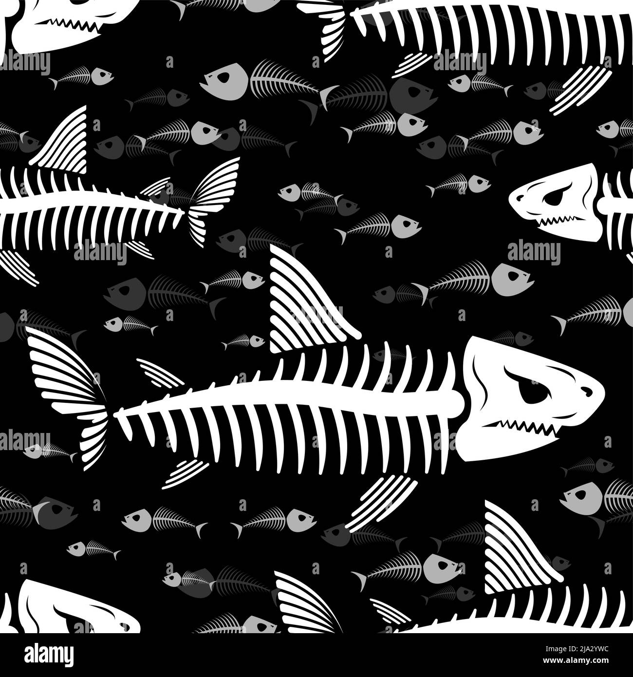 Fish skeleton pattern seamless. Shark skull background. fish bones ...