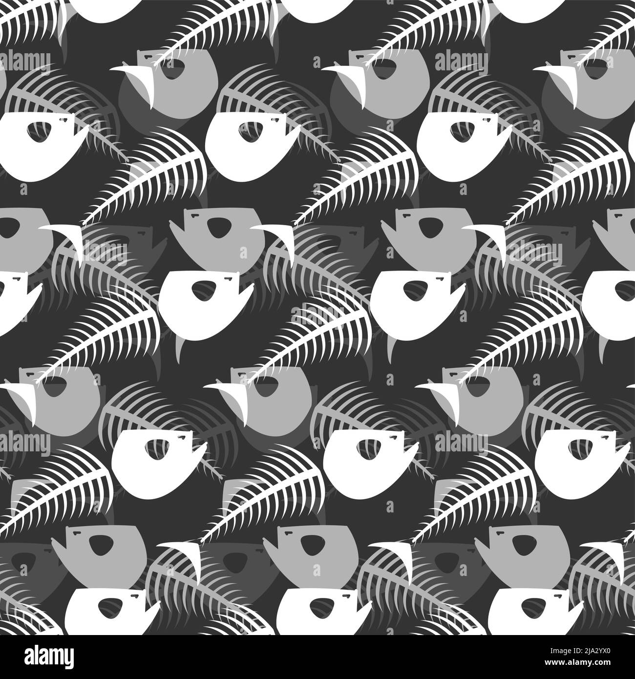 Fish skeleton pattern seamless. Fish skull background. Vector texture ...