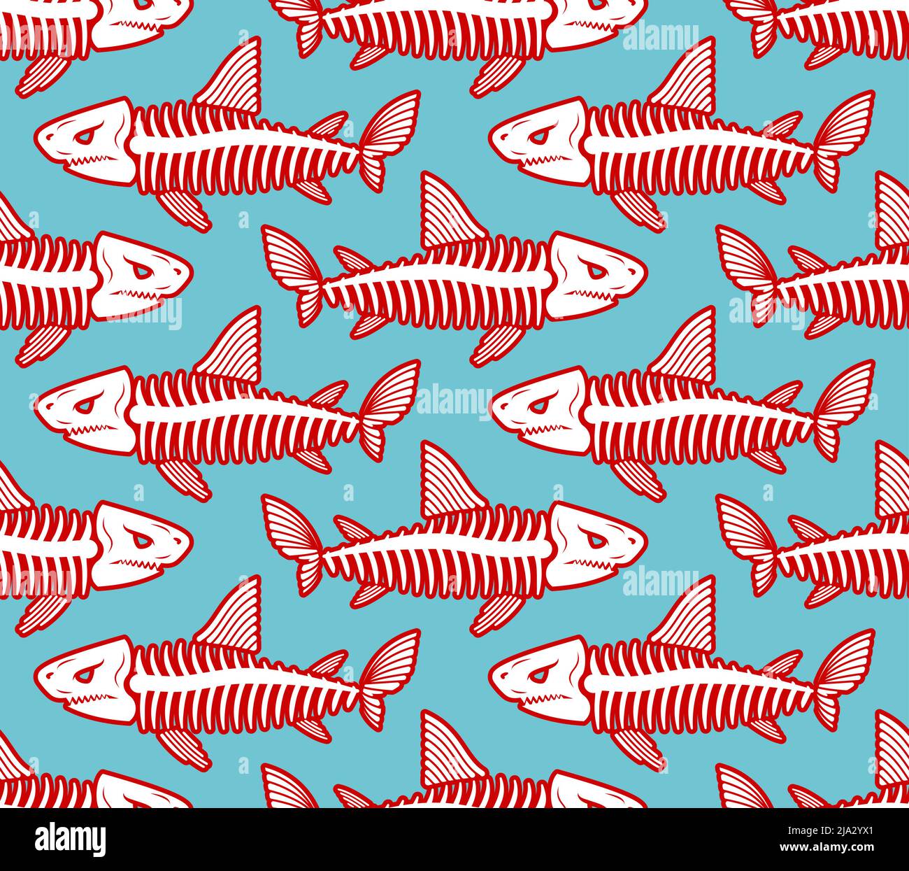 Shark skeleton pattern seamless. fish skull background. fish bones ...