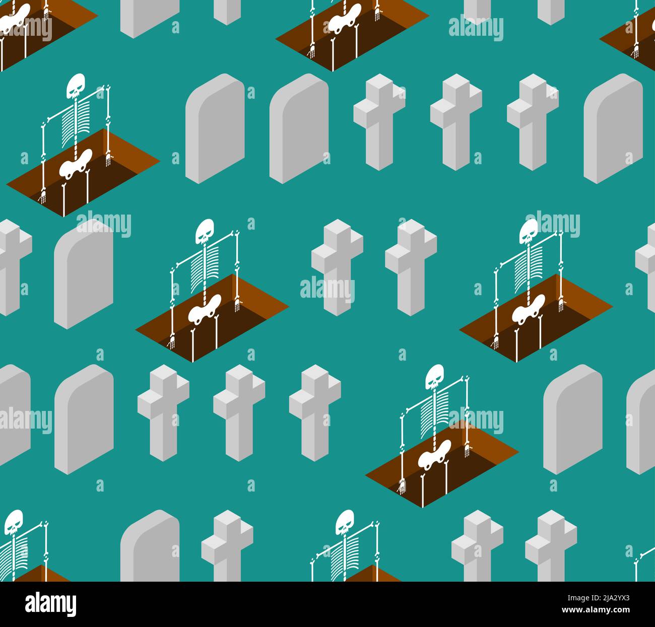 Cemetery background. Skeleton coming out of grave pattern seamless ...