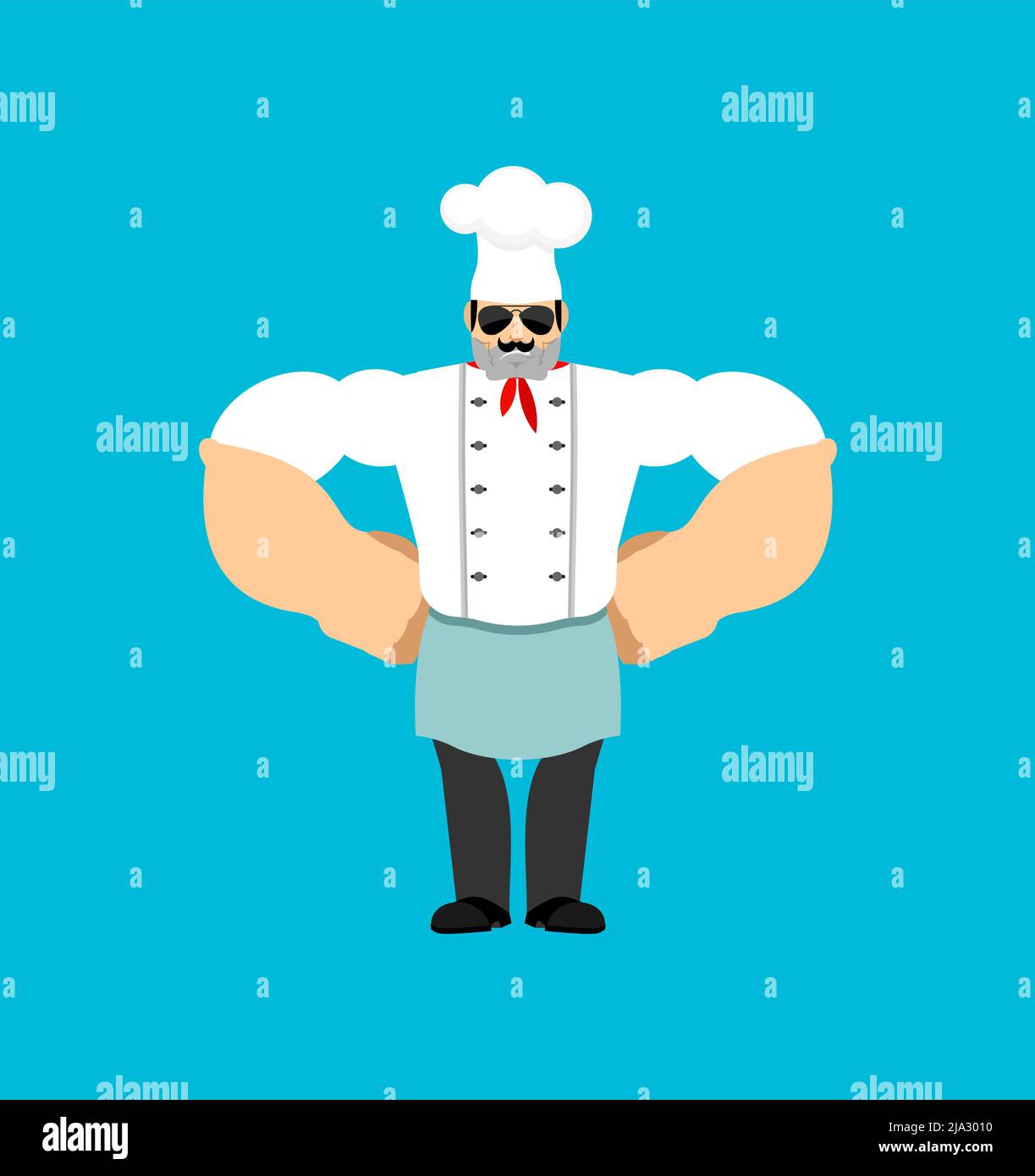 Chef Strong Cool serious. Cook strict. kitchener Vector illustration ...