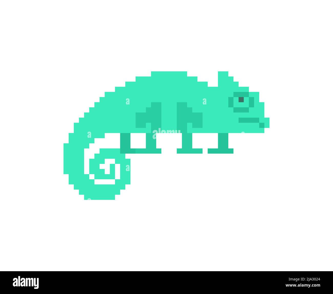 Chameleon pixel art. 8 bit cartoon Reptile icon. pixelated Vector ...