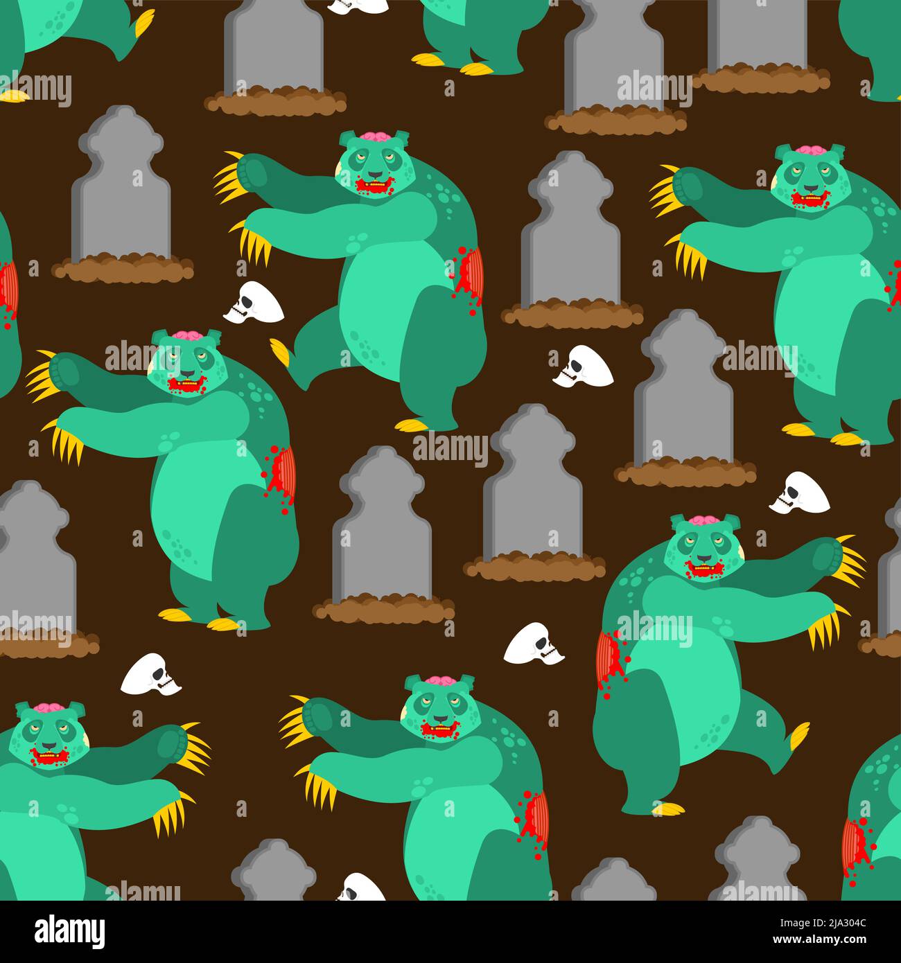 Zombie panda pattern seamless. Zombi chinese bear background. Beast ...