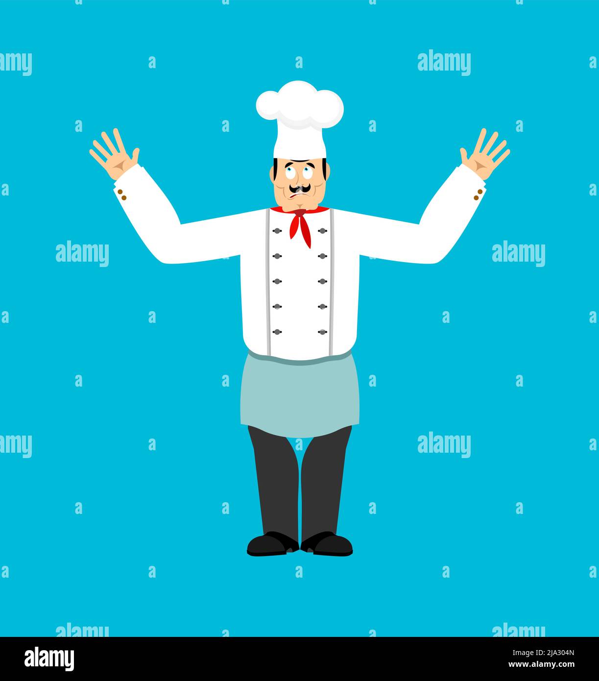 Chef confused. Cook perplexed. kitchener Vector illustration Stock ...