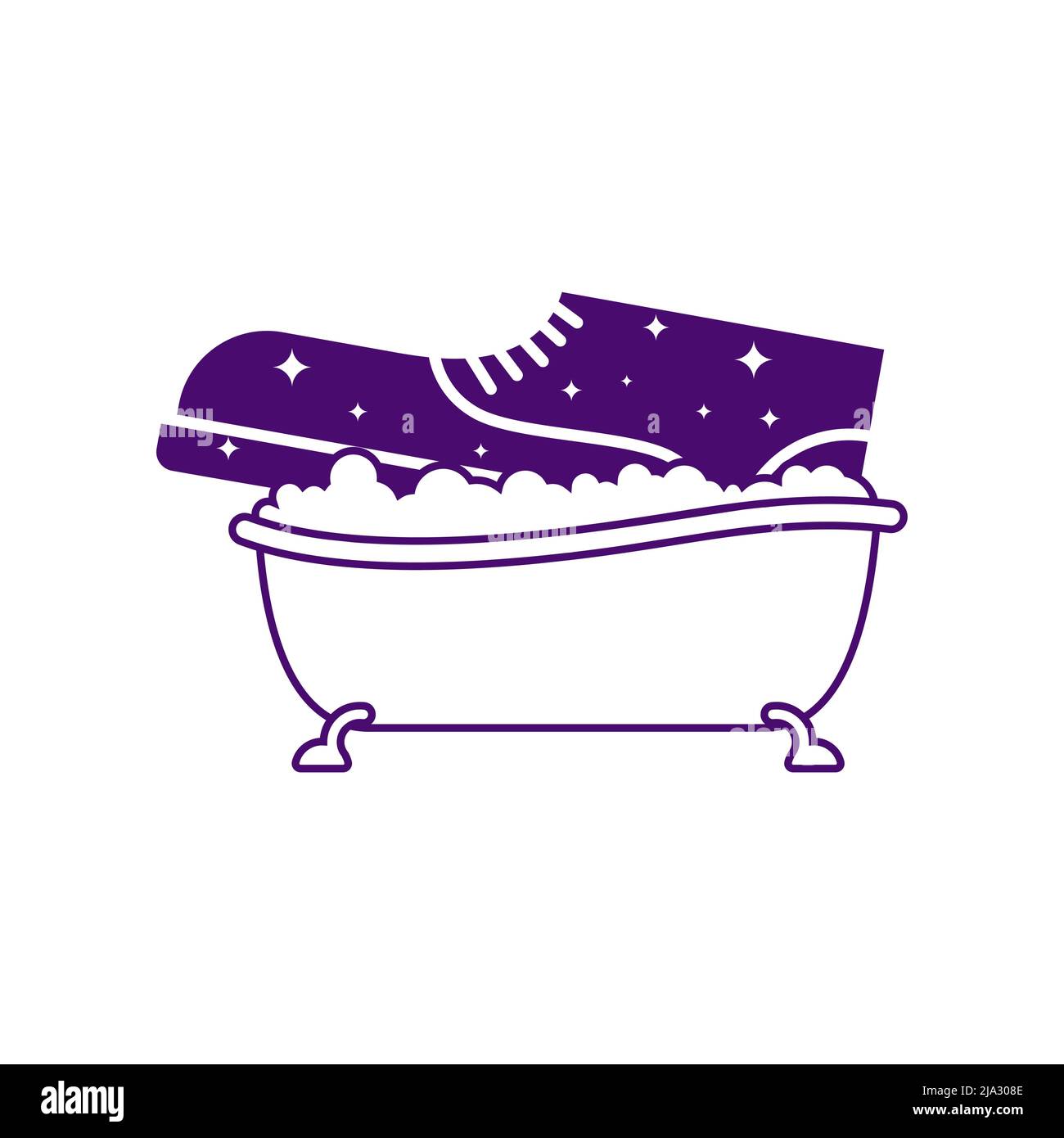 Shoe clean logo. Sign for shoe washing service. Shoe in bath Stock ...