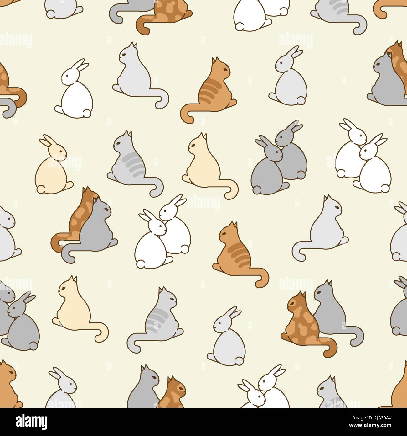 Cute Bunny And Kitten Wallpaper