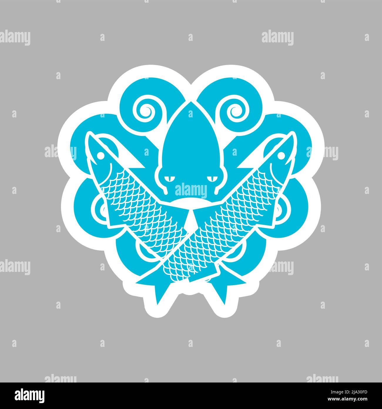 Seafood logo. Octopus and fish sign. Icon for fish processing company ...