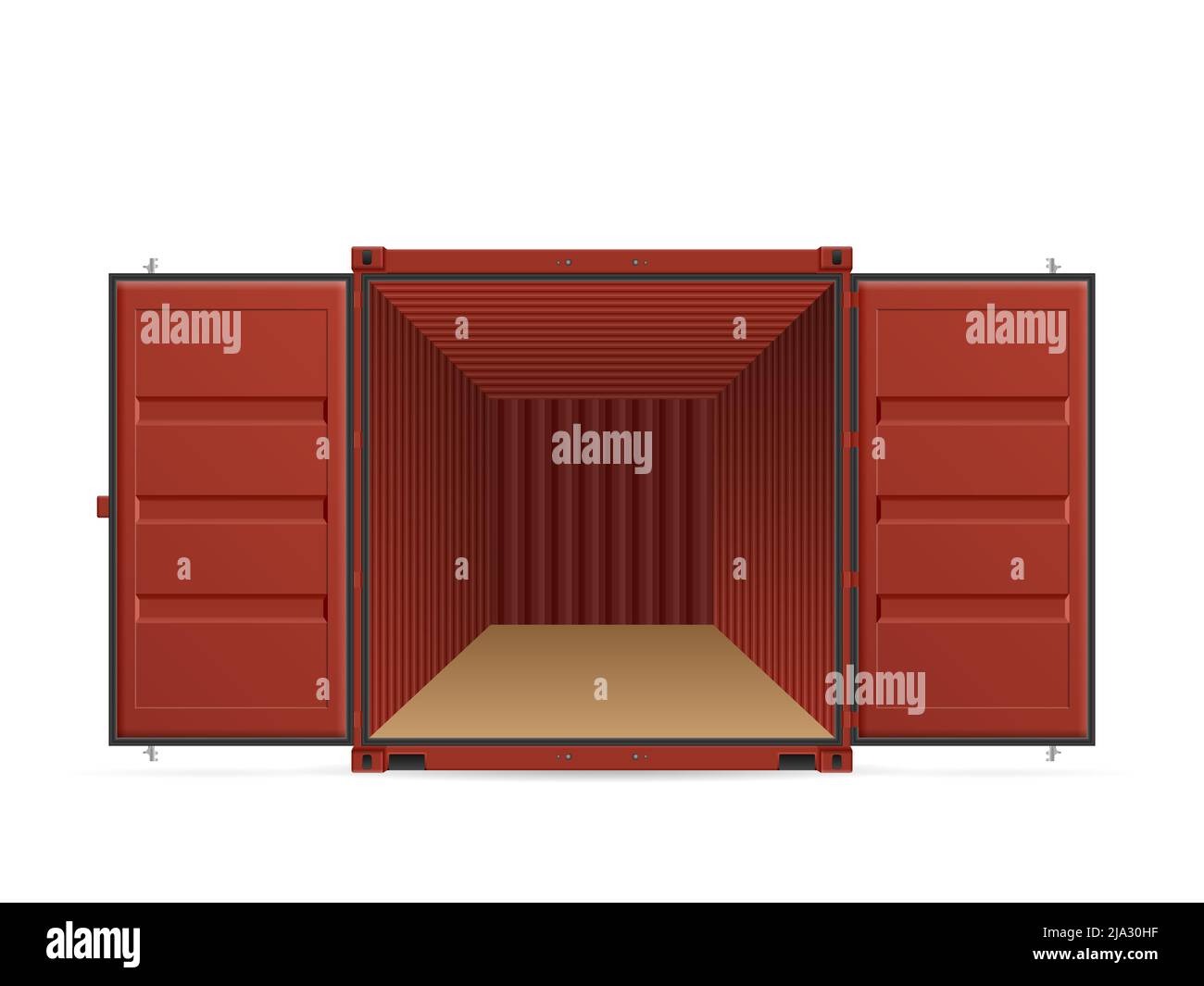 Open shipping cargo container on a white background. Vector ...