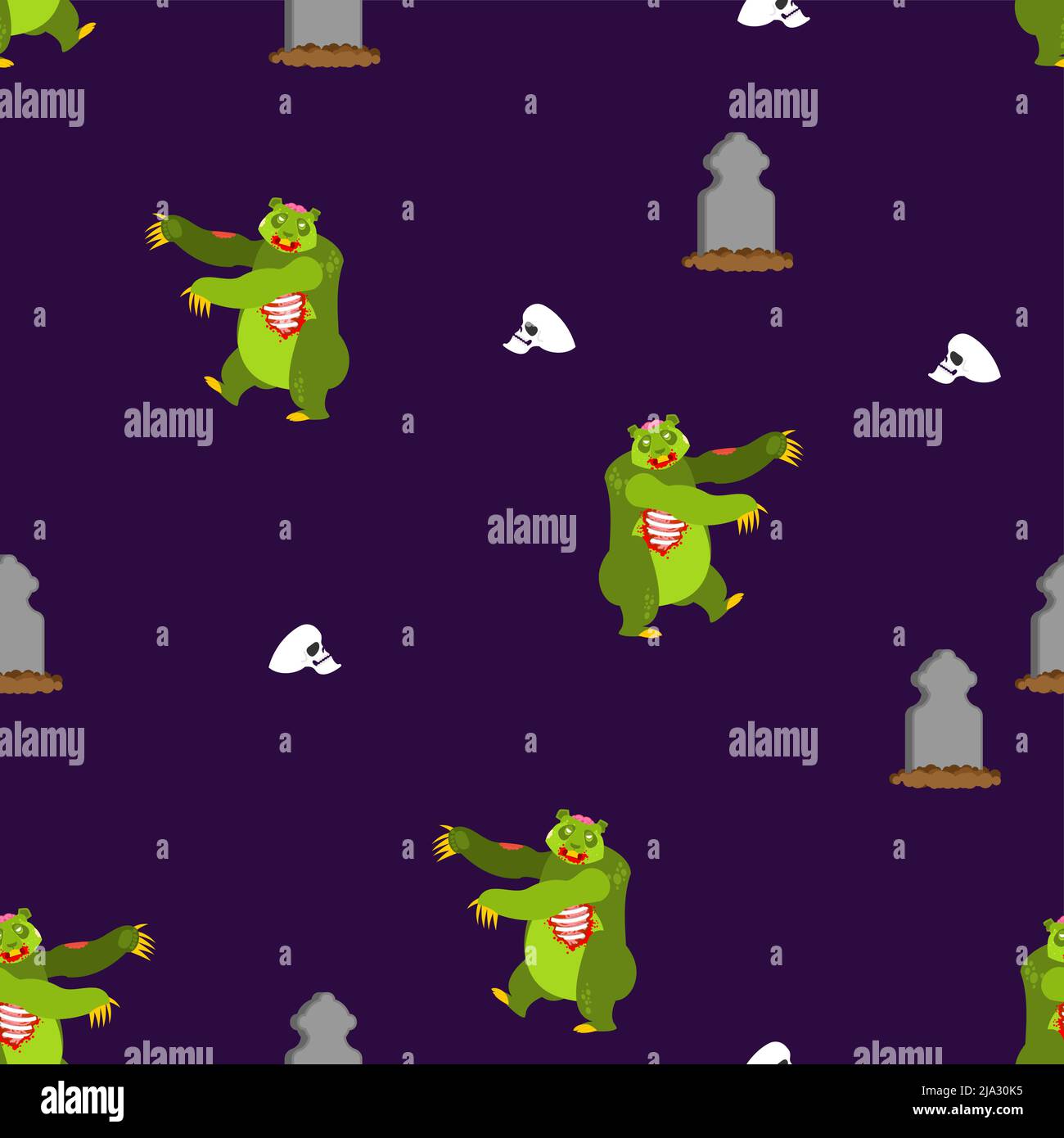 Zombie panda pattern seamless. Zombi chinese bear background. Beast ...