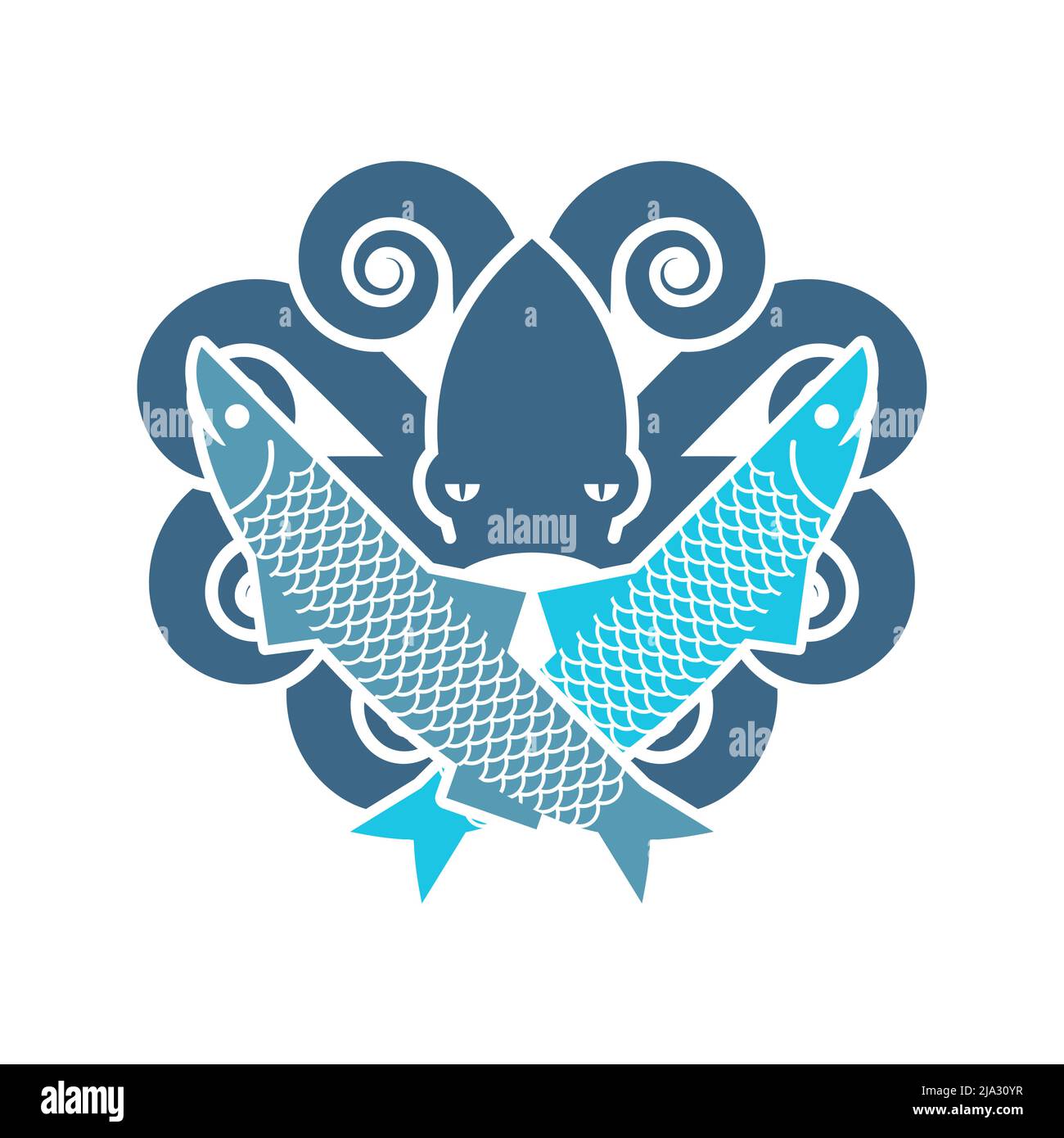 Seafood logo. Octopus and fish sign. Icon for fish processing company ...