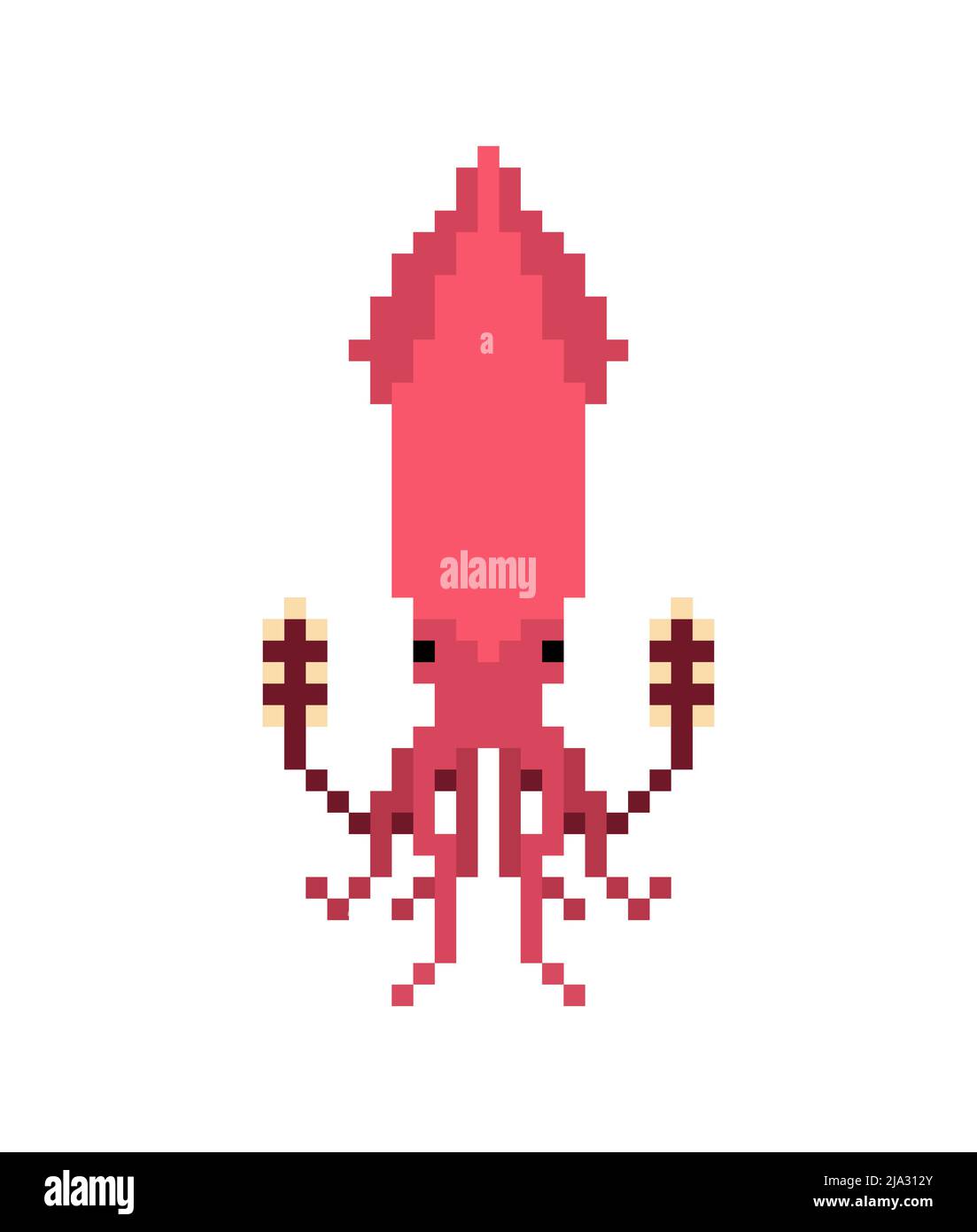 Squid pixel art isolated. 8 bit calamary icon. pixelated illustration Stock Vector Image & Art ...