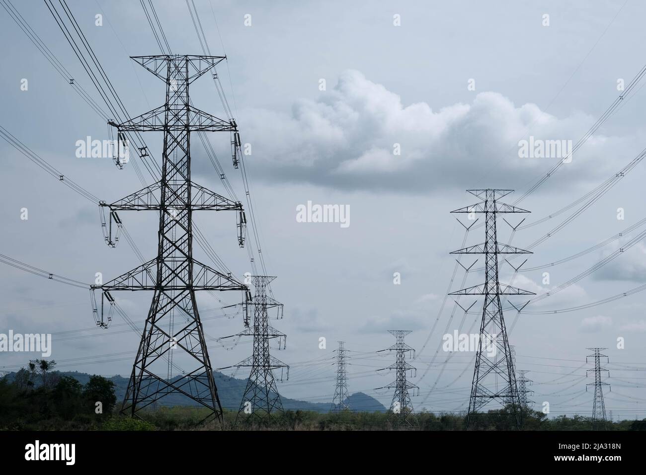 High voltage pole. High voltage tower on sky background Stock Photo - Alamy