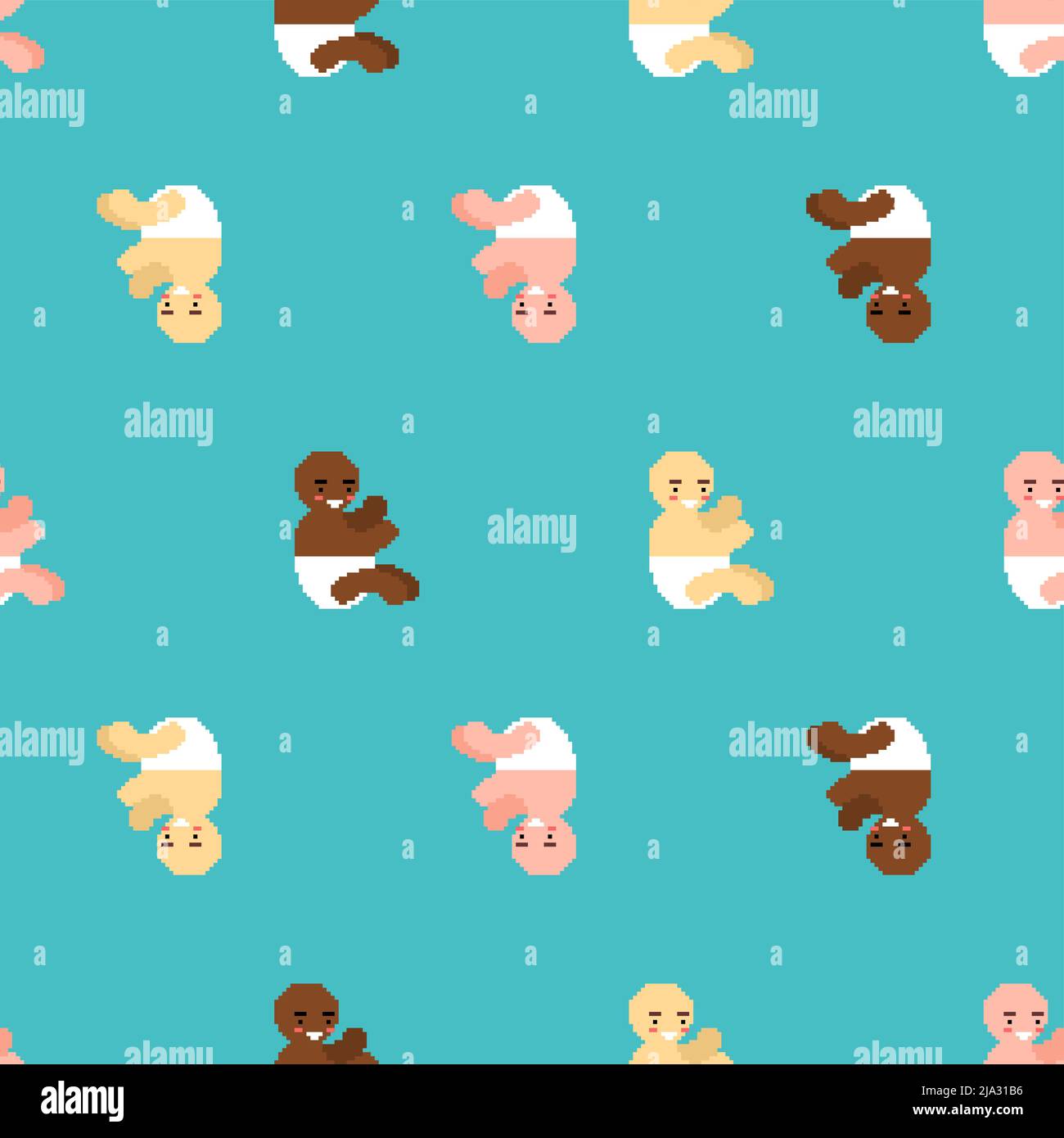 Little baby pixel art pattern seamless. 8 bit little kid background ...