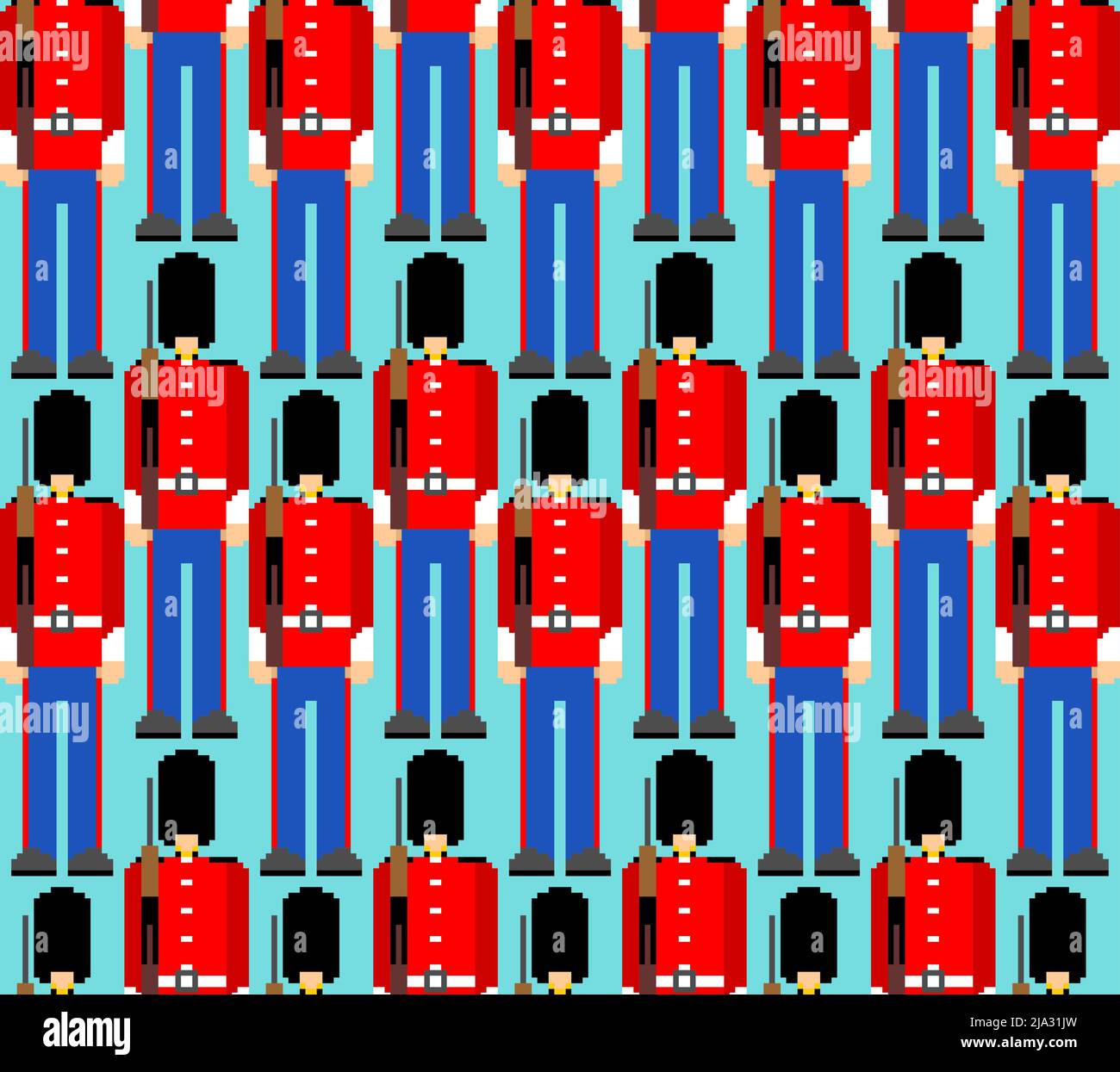 Beefeater British Royal Guardsman pixel art pattern seamless. 8 bit ...