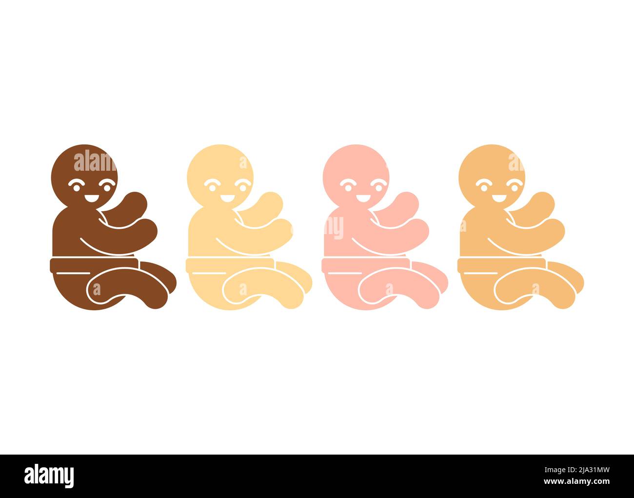 Little baby of different races set. little kid set. small children ...