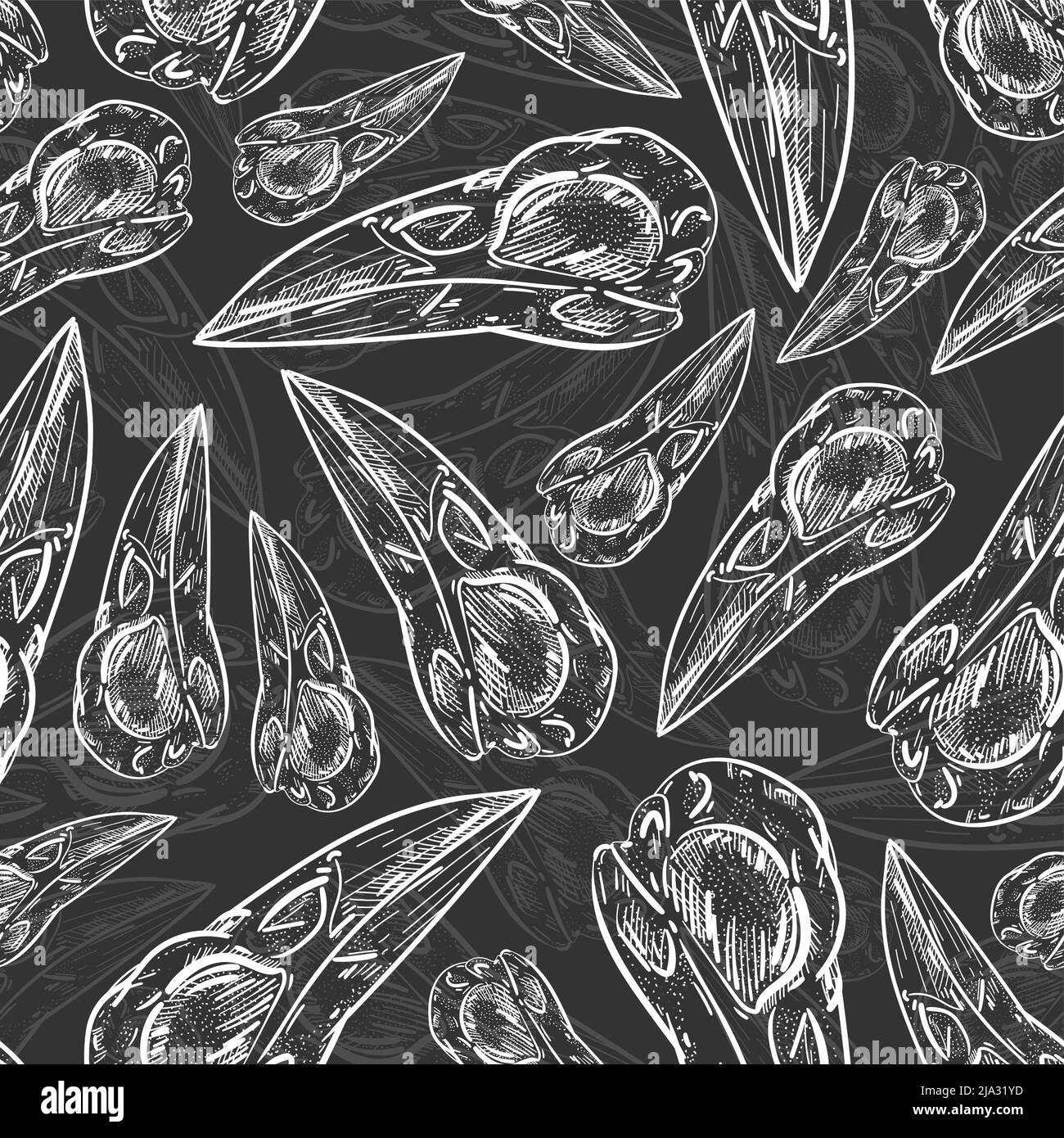 Raven Skull pattern seamless. Raven head skeleton background. Vector ...