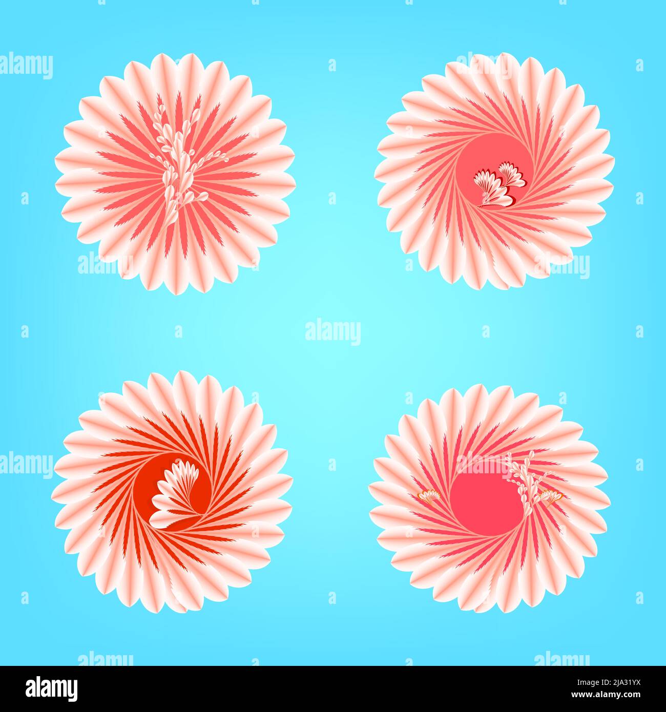 Flower botanical decoration circle shape abstract background art ...