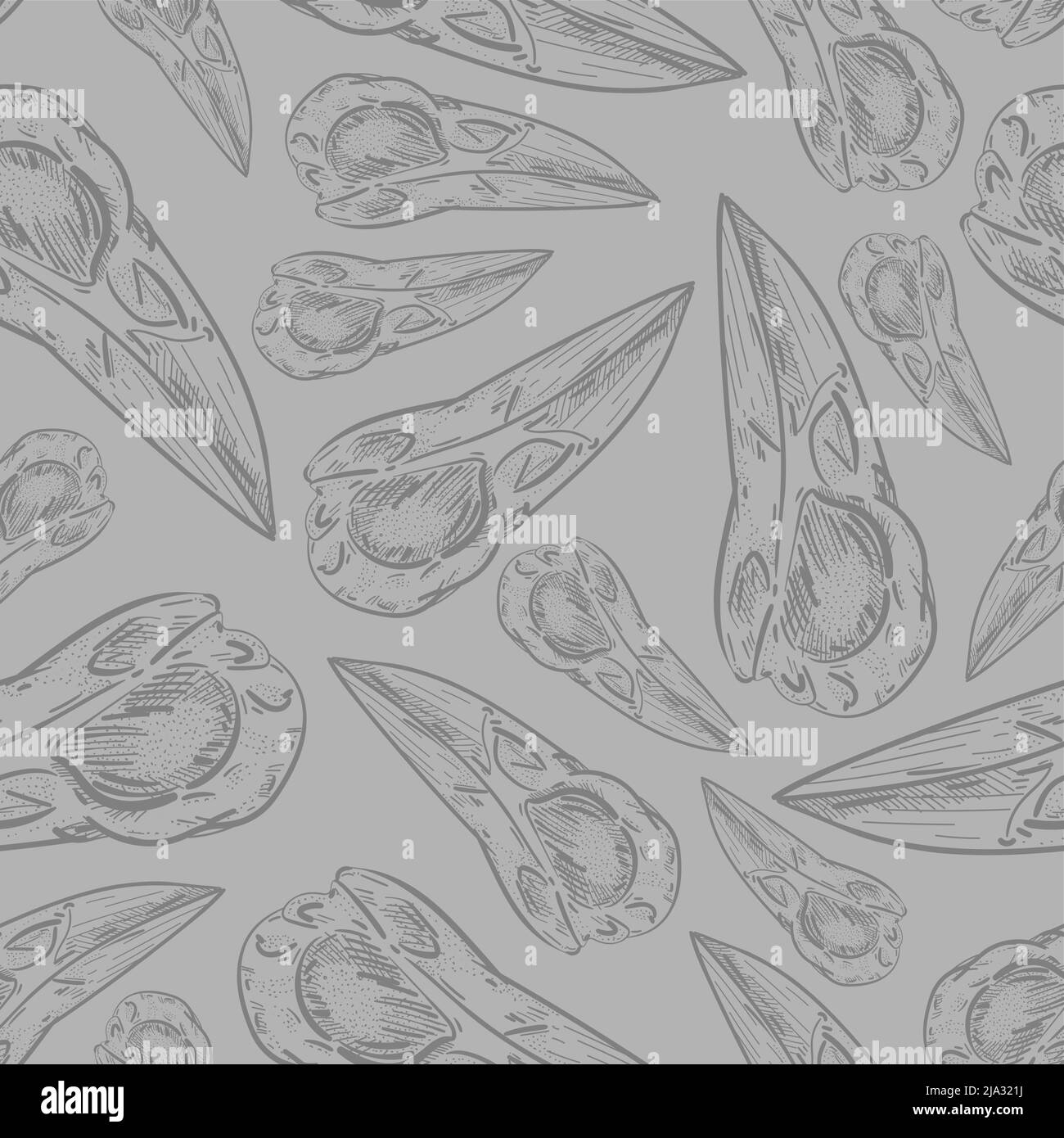 Raven Skull pattern seamless. Raven head skeleton background. Vector ...