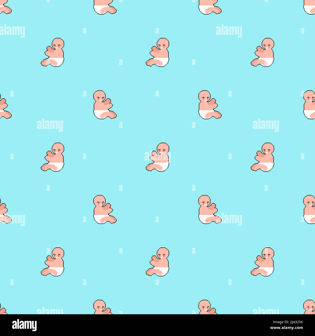 Little baby pixel art pattern seamless. 8 bit little kid background ...