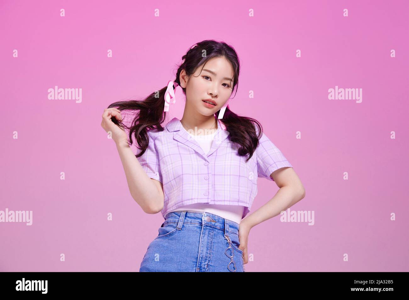 mz generation Asian Korean female hipster : confident pose Stock Photo ...