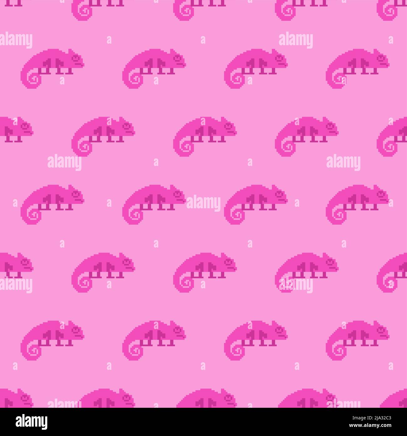 Chameleon pixel art pattern seamless. 8 bit cartoon Reptile background ...