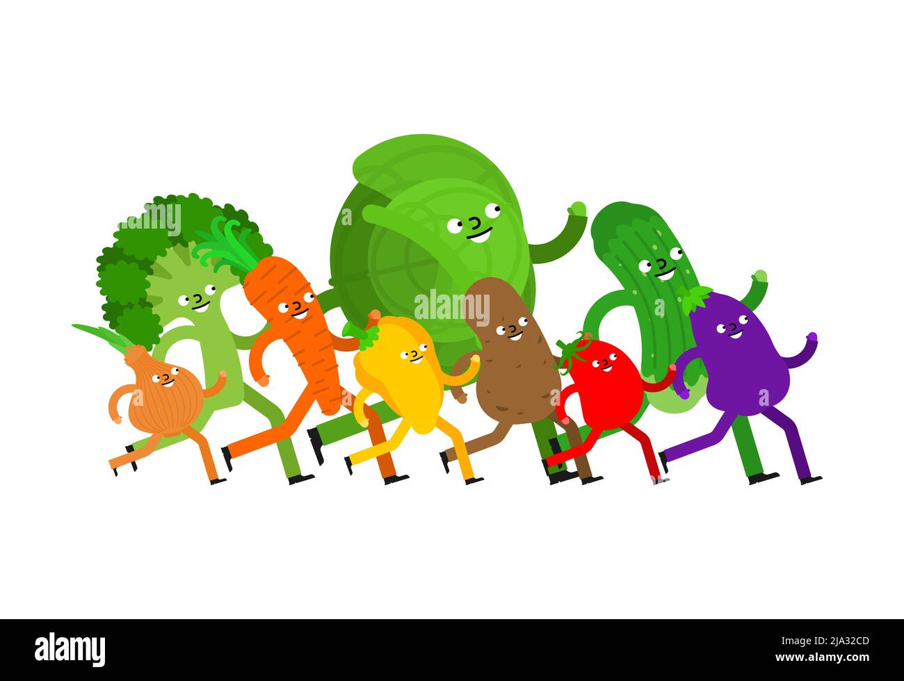 Running vegetables set. Broccoli and Eggplant is running. Sports ...