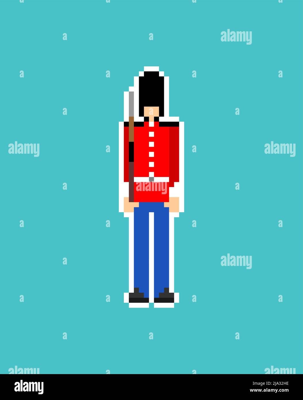 Beefeater British Royal Guardsman pixel art. 8 bit sentry grenadier in ...