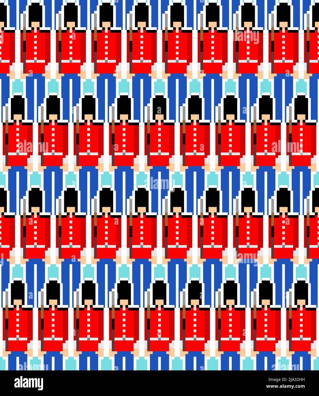 Beefeater British Royal Guardsman pixel art pattern seamless. 8 bit ...