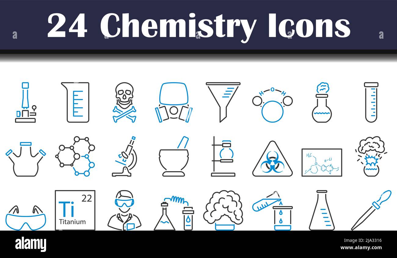 Chemistry Icon Set. Editable Bold Outline With Color Fill Design ...