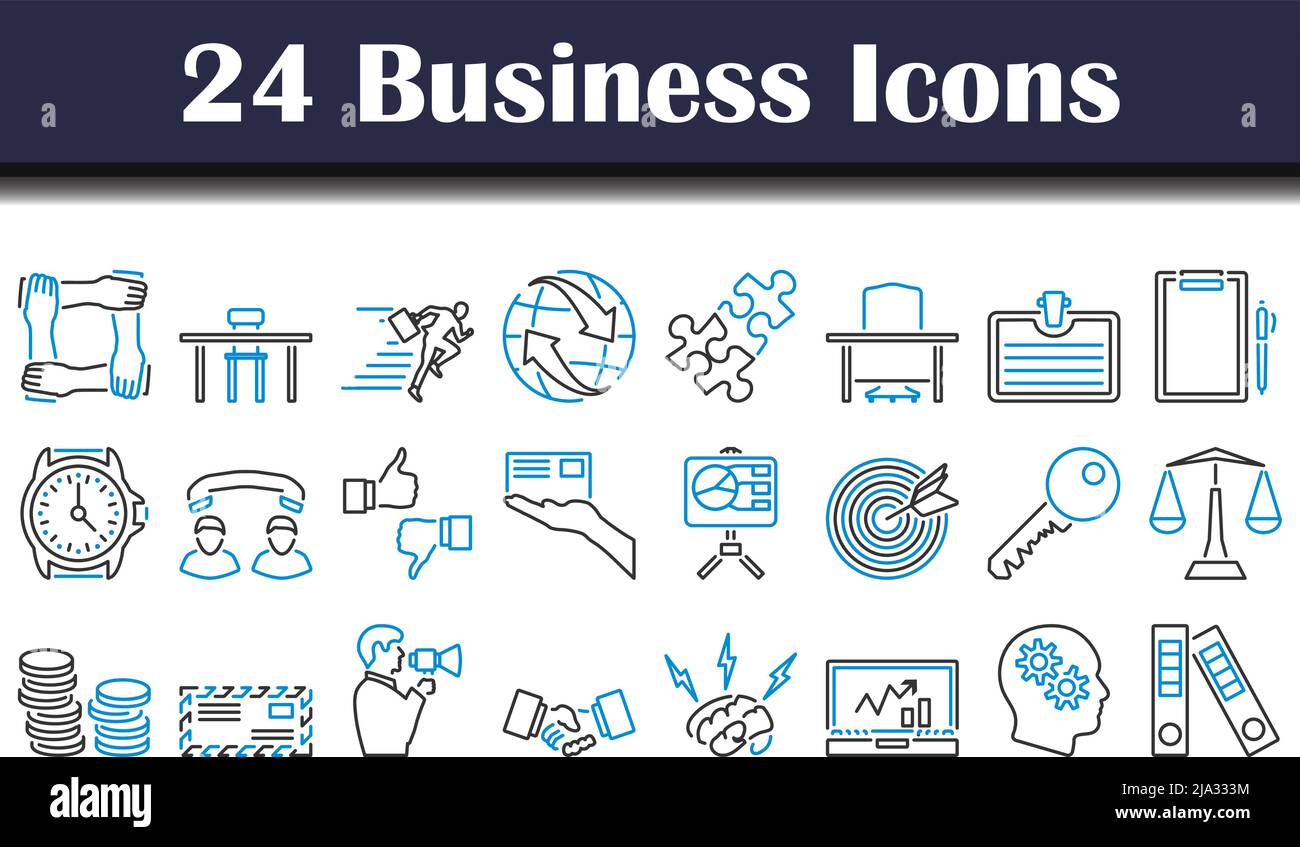 Business Icon Set. Editable Bold Outline With Color Fill Design. Vector ...
