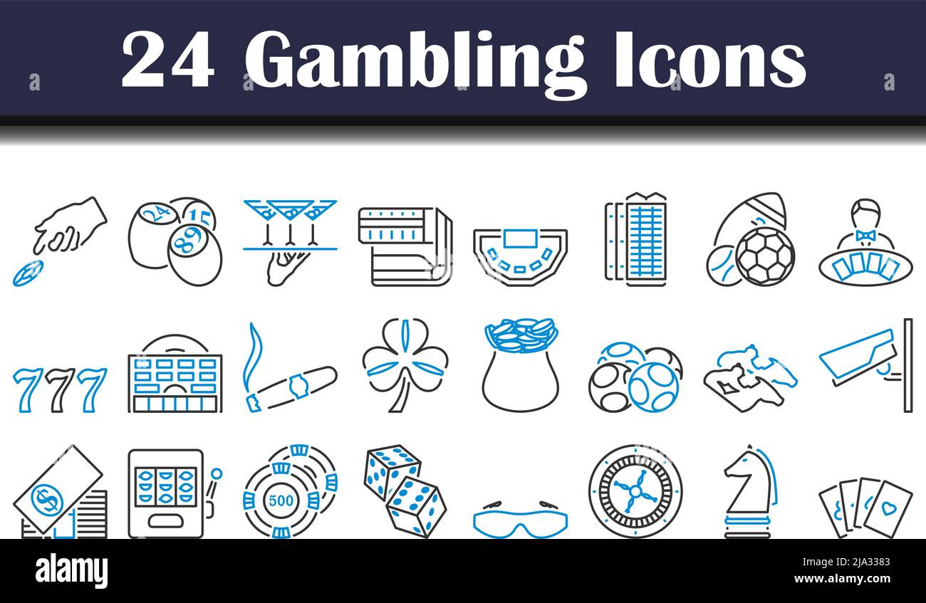 Gambling Icon Set. Editable Bold Outline With Color Fill Design. Vector ...