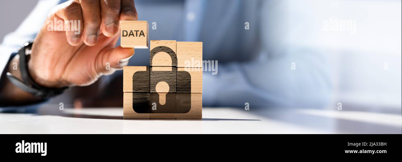 Person Holding Data Block New Lock Icon Stock Photo - Alamy