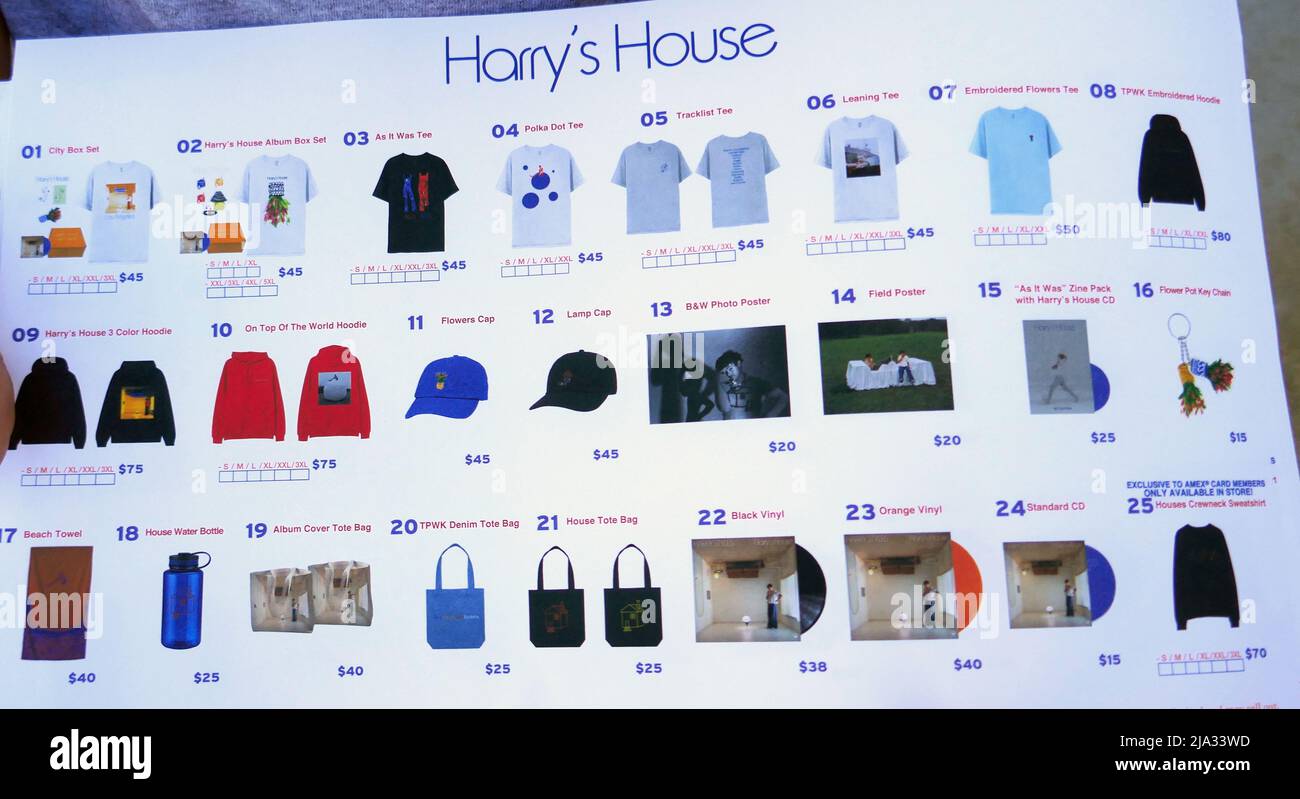 Los Angeles, California, USA 26th May 2022 Merch List for sale at ...
