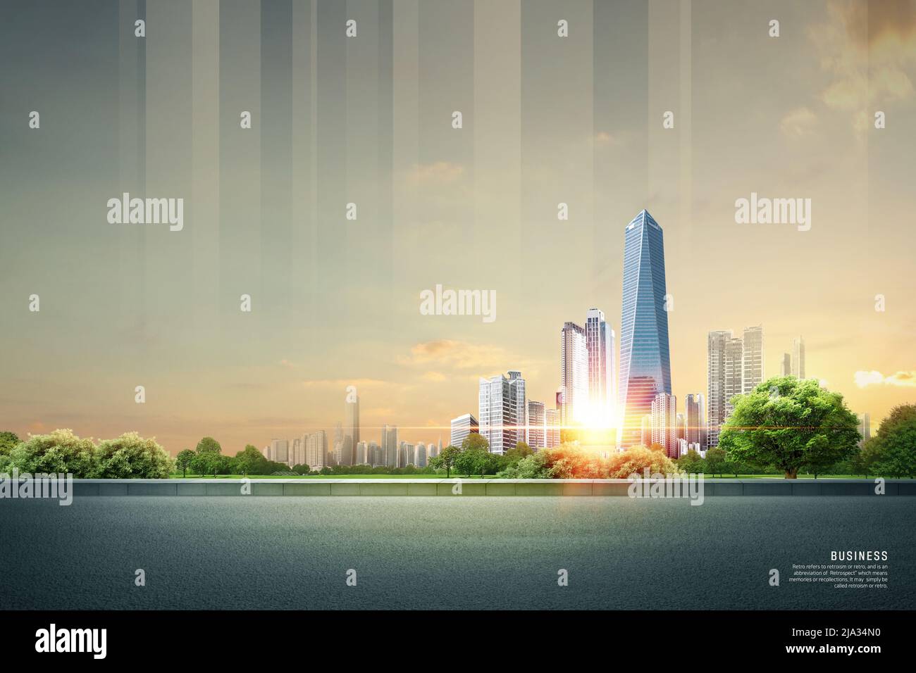 graphic rendered image of cityscape, business buildings Stock Photo - Alamy