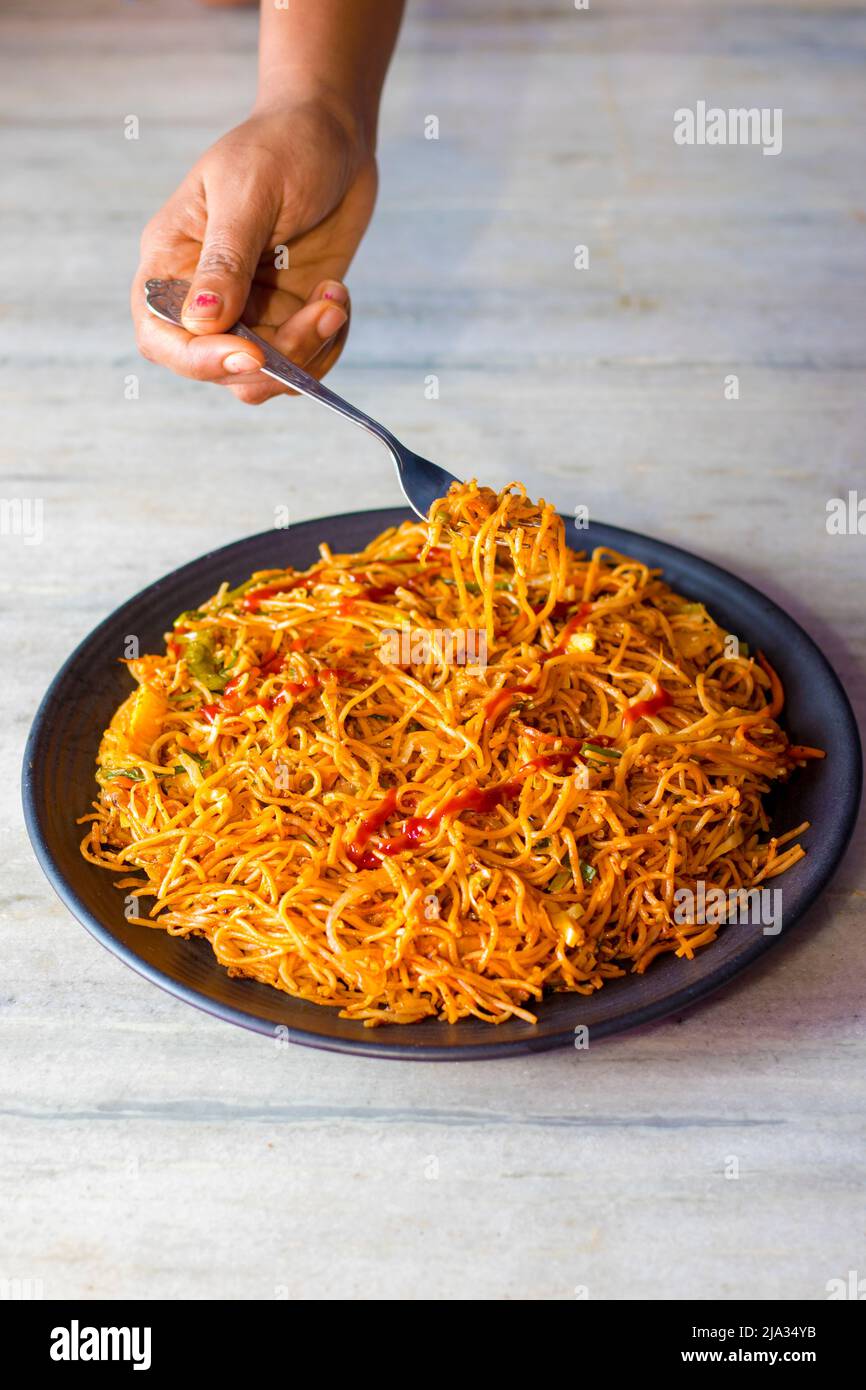 Delicious Chinese food Hakka Noodles is ready to eat Stock Photo - Alamy