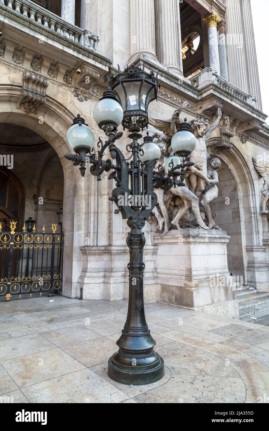 A historic, forged, vintage lantern, set near the main entrance to the ...