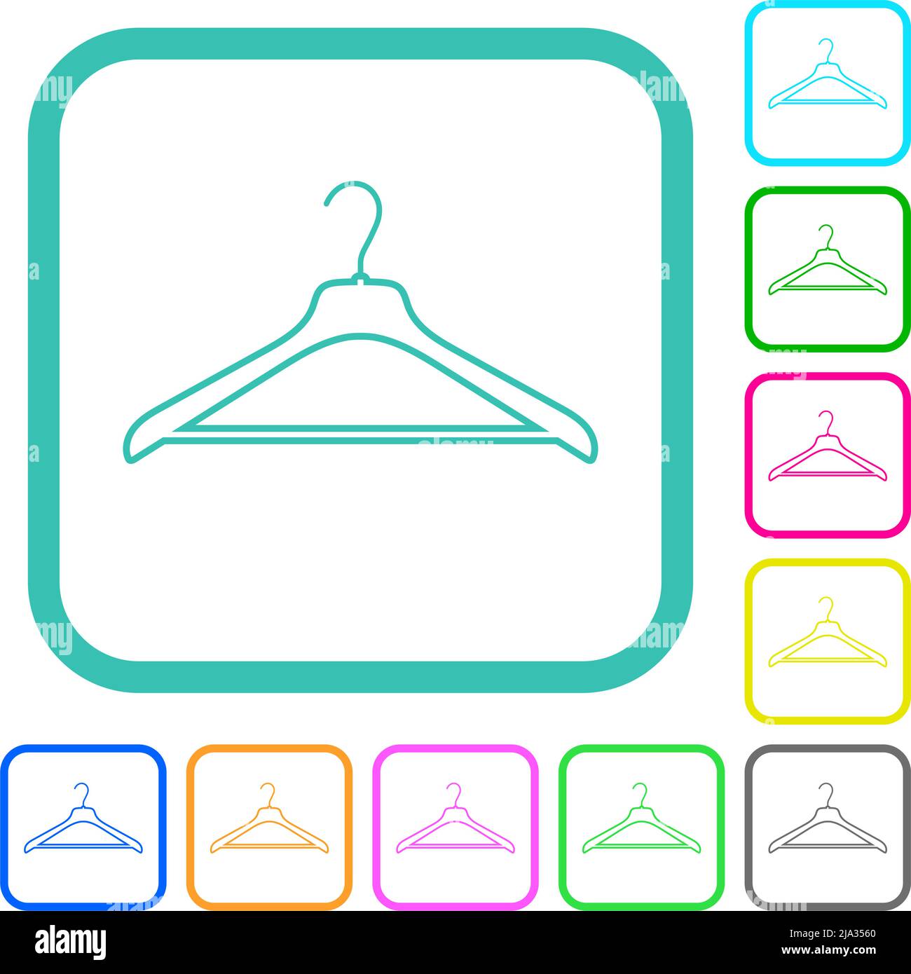 Clothes hanger outline vivid colored flat icons in curved borders on ...