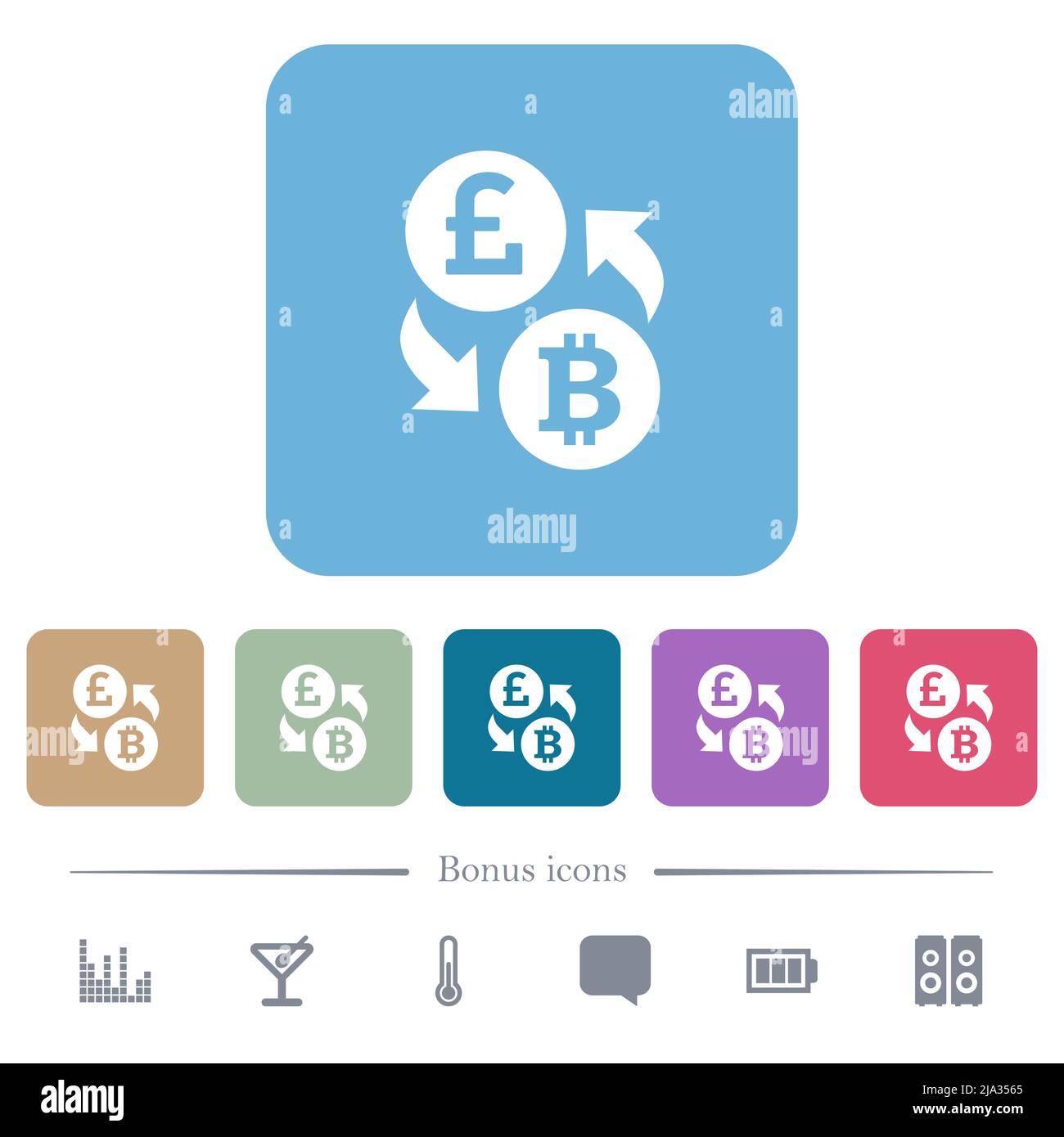 Pound Bitcoin money exchange white flat icons on color rounded square ...