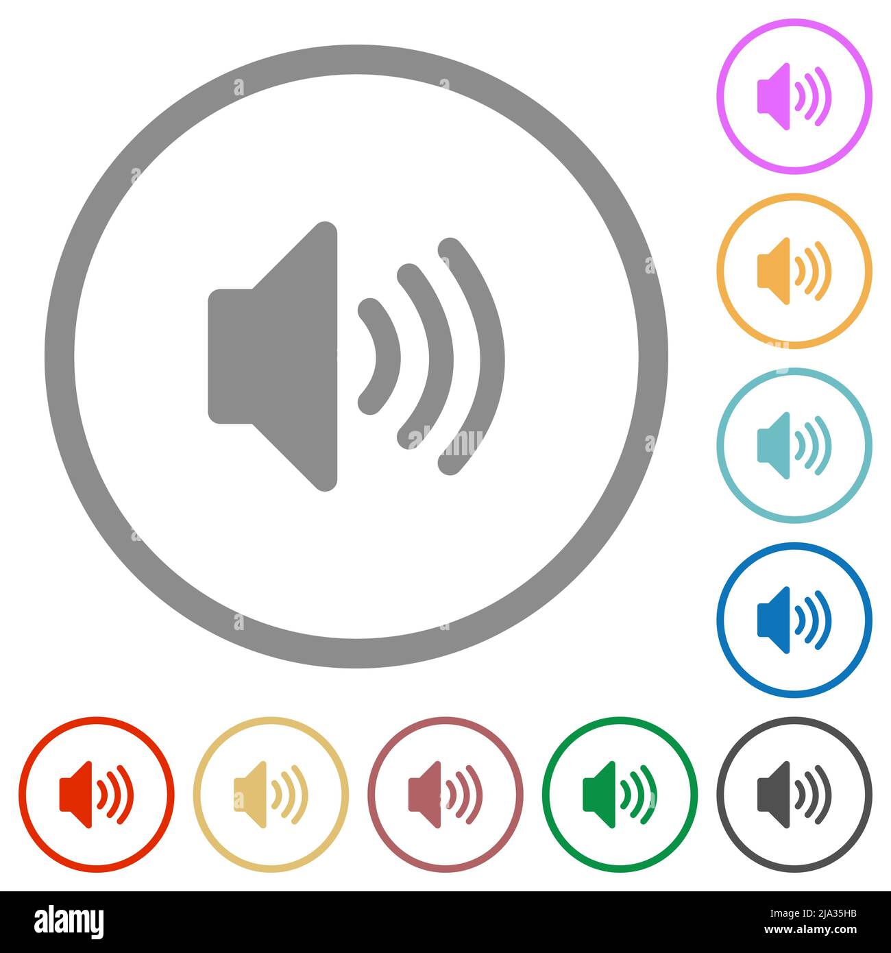 Volume solid flat color icons in round outlines on white background Stock Vector Image & Art - Alamy