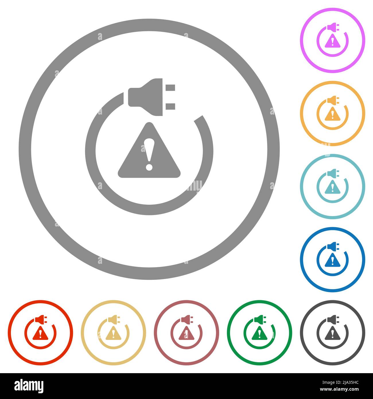 Electrical hazard solid flat color icons in round outlines on white background Stock Vector ...