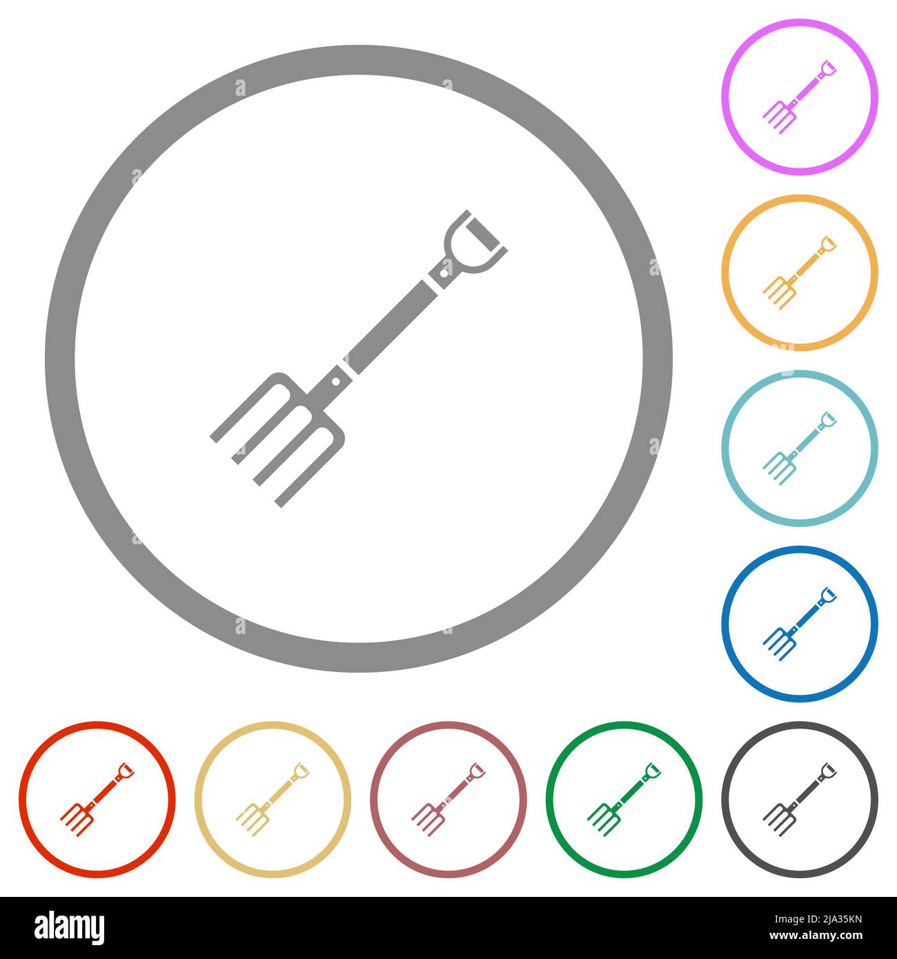Pitchfork flat color icons in round outlines on white background Stock ...
