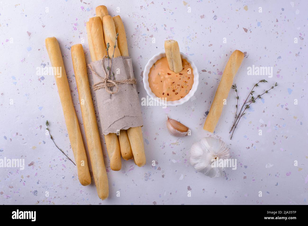 Italian grissini, traditional appetizer breadstick Stock Photo - Alamy