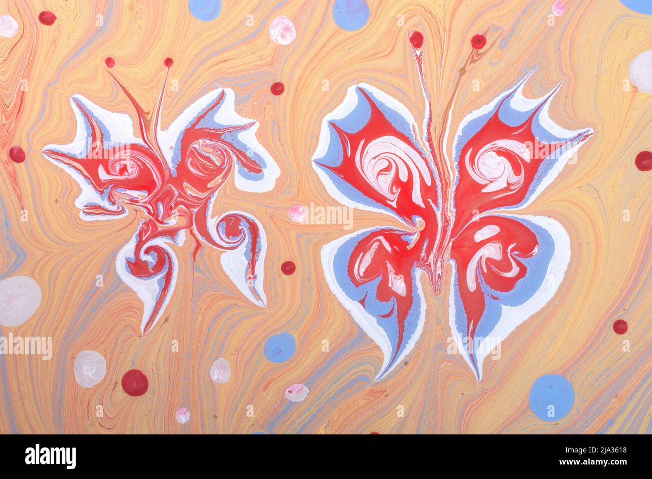 Ebru marbling handmade art, traditional Ebru technique. abstract ...