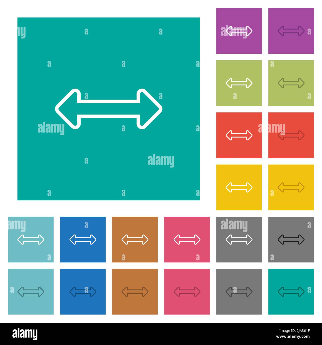 Resize horizontal outline multi colored flat icons on plain square ...
