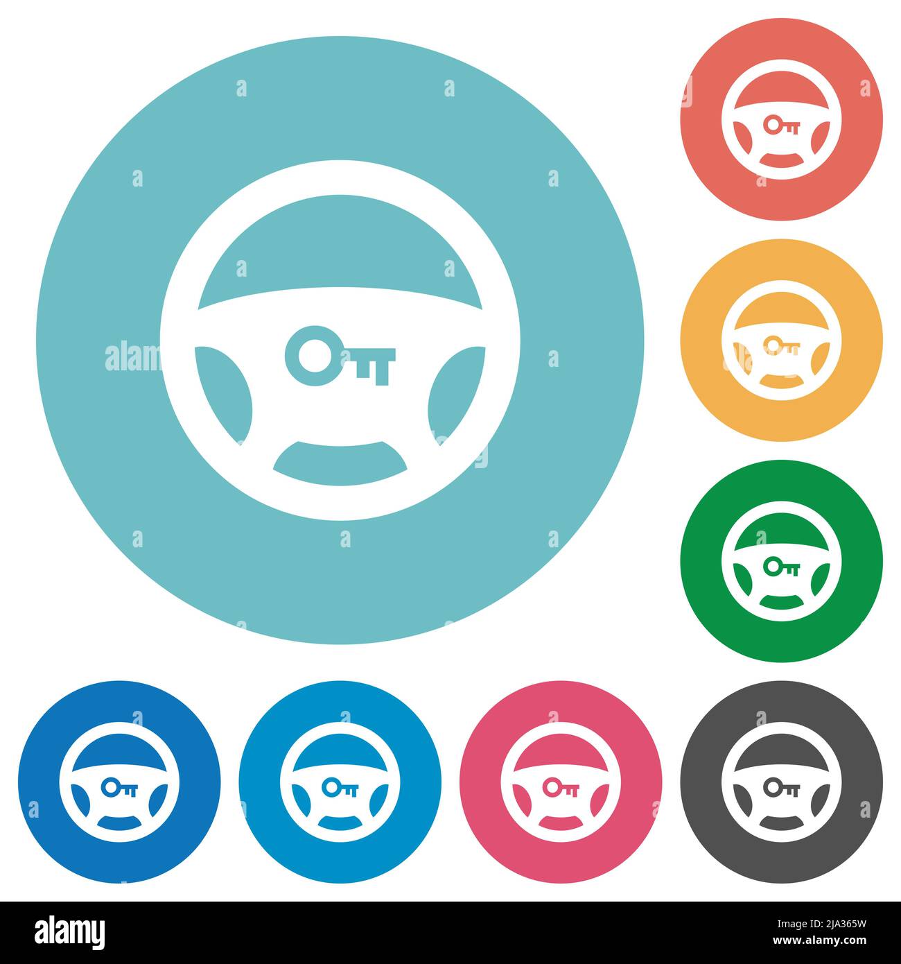 Steering lock flat white icons on round color backgrounds Stock Vector ...