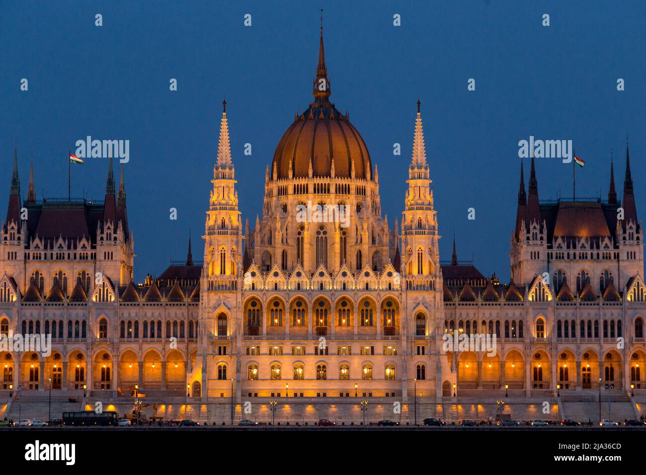 The Hungarian Parliament Building on the bank of the Danube in Budapest ...
